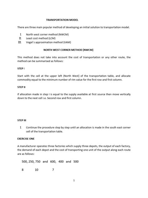 Transportation And Assignment Model Download Free Pdf Matrix Mathematics Demand