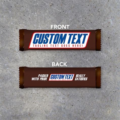 Snickers Custom Text Printable Candy Bar Wrapper With Your Custom Text Great Party Favors For