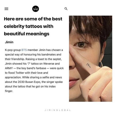 Bts Jimin Gets Featured In Lifestyle Magazine For Best Celebrity Tattoos