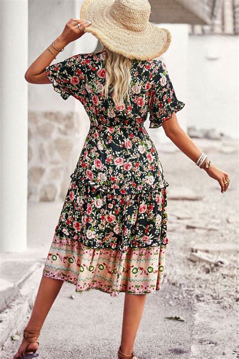 Womens Summer Beach V Neck Floral Dress The Perfect Touch Sa