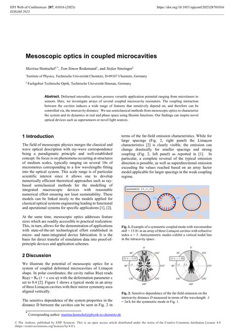 Pdf Mesoscopic Optics In Coupled Microcavities