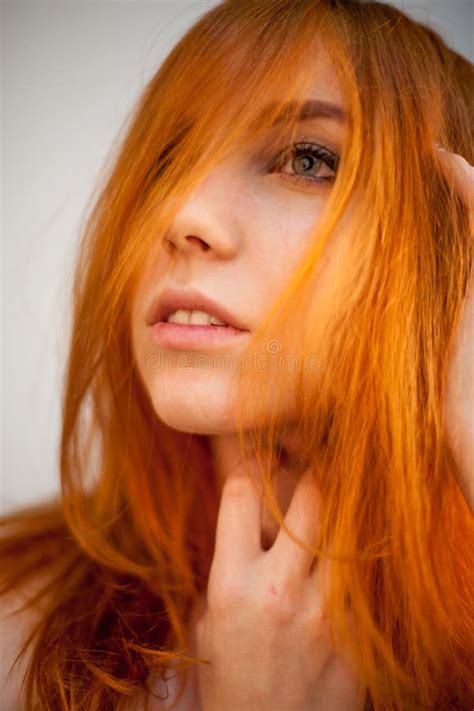 Dreammy Portrait Of Shy Redhead Woman In Soft Focus Stock Image Image Of Caucasian Head