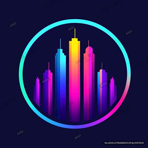 ai创作图炫彩渐变城市插画 创意渐变城市 渐变炫彩质感地产 渐变城市简洁元素 渐变色多彩生活 炫彩渐变大盘形象 炫彩城市线条 霓虹灯城市 炫彩