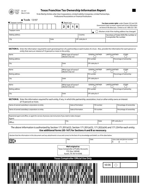 Tx Comptroller 05 167 2018 Fill Out Tax Template Online Us Legal Forms