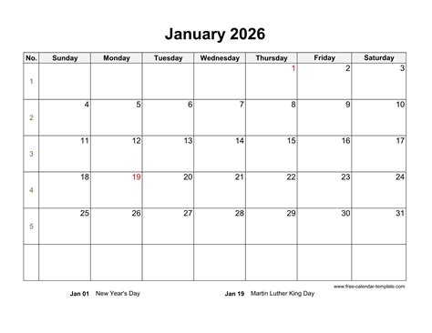Calendar 2026 Template Excel