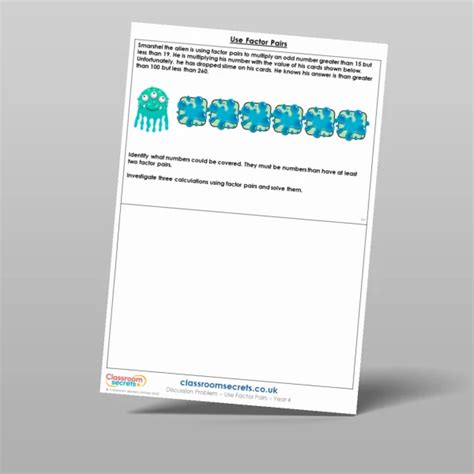 Year 4 Factor Pairs Discussion Problem Resource Classroom Secrets