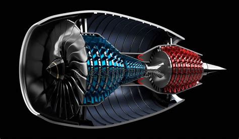 Jet Engine Inside On Black Background Stock Illustration