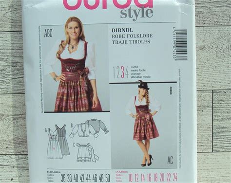 Burda Sewing Pattern 7443 Misses Dirndl Outfit Bodice Blouse Skirt