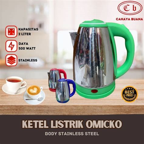 Jual Electric Kettle Omicko 2 Liter Teko Listrik Stainless Om 4102