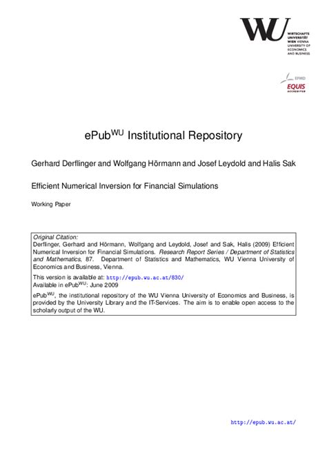 pdf efficient numerical inversion for financial simulations