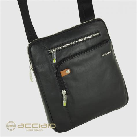 Mens Shoulder Bag Echo Leather Brownmoka Acciaio®