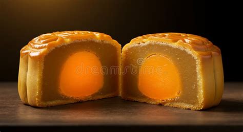 Perfect Cross Section Of A Golden Mooncake Stock Illustration
