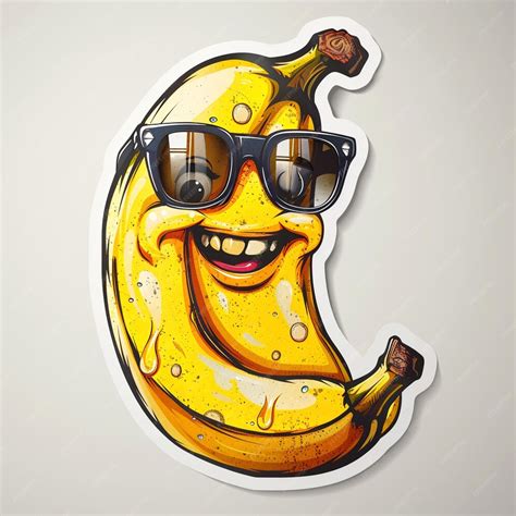 Cool Banana Cartoon Sticker With Sunglasses And A Smirk Premium Ai