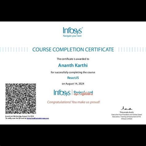 Ananth T On Linkedin Infosys Reactjs Html Css Frontend Developer Course Webs Website
