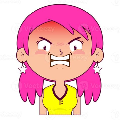 Girl Angry Face Cartoon Cute 23360296 Png