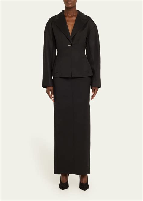 Grace Ling High Waisted Tailored Pillar Wool Skirt Bergdorf Goodman