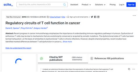 Regulatory Circuits Of T Cell Function In Cancer