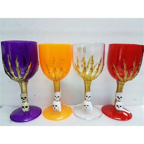 7 Inches Plastic Goblet With Skeleton Hand Design Asstd Color Shopee