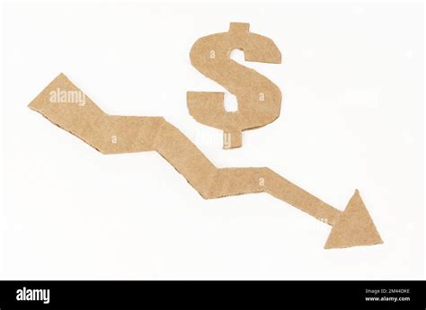 Concept Of Economic Crisis On A White Surface A Graph With A Down Arrow And A Dollar Symbol