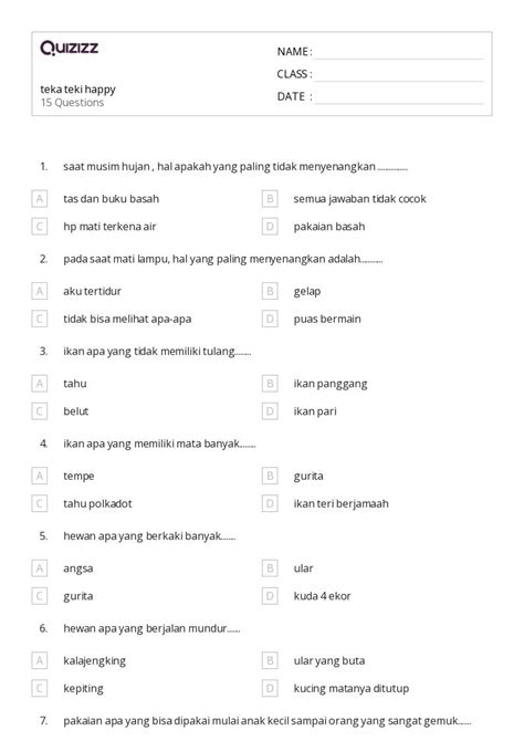 50 Lembar Kerja Teka Teki Matematika Untuk Kelas 6 Di Quizizz Gratis