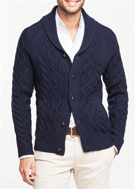 Shawl Collar Cable Knit Cardigan Men Mango Man Usa Mens Fashion