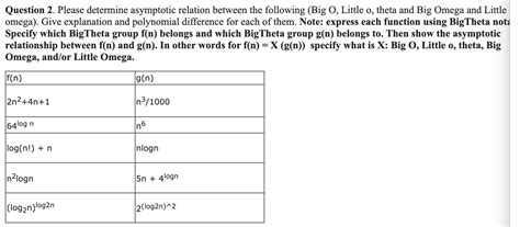Solved Question 2 ﻿please Determine Asymptotic Relation