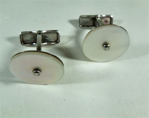 Silver Mother Of Pearl Cufflinks By Dunhill Honey Lane Antiques Ni