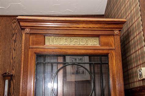 Vintage Working Replica Of An Antique Wood And Glass Door Phone Booth