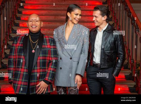 Jacob Batalon Zendaya And Tom Holland Pose For Photographers At The
