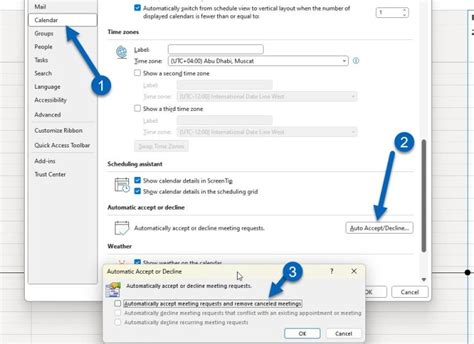 how to auto decline meetings in outlook when out of office