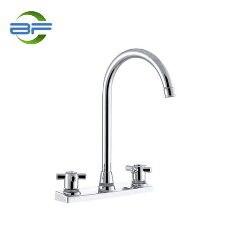 China Brass 8 Inch Deck Mounted Kitchen Faucet With Two Handles