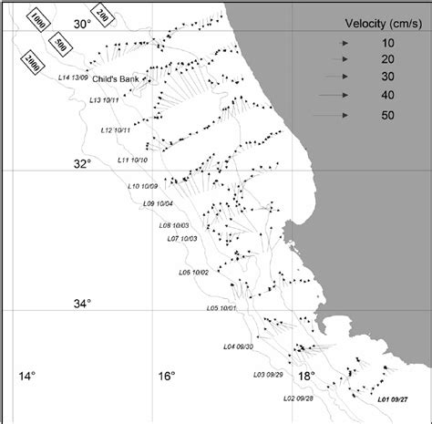 Adcp Derived Current Vectors Averaged Between 20 And 80 M 27 September