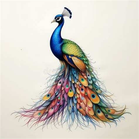 Realistic Peacock Feather Design Stock Illustration Illustration Of