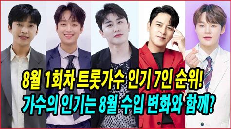 8월 1회차 트롯가수 인기 7인 순위 가수의 인기는 8월 수입 변화와 함께 1위는 누구인가요 당신의 의견은 어떻습니까