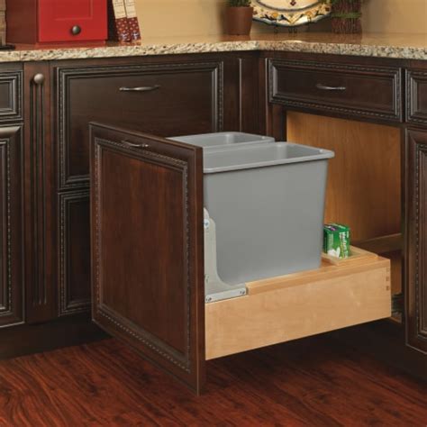 Rev A Shelf Double Pull Out Bottom Mount Trash Can 30 Qt Gray 4WCBM 2430DM 2 7 5 Gallon