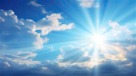 Radiant Blue Sky With Sun Stock Illustration Illustration Of Rays