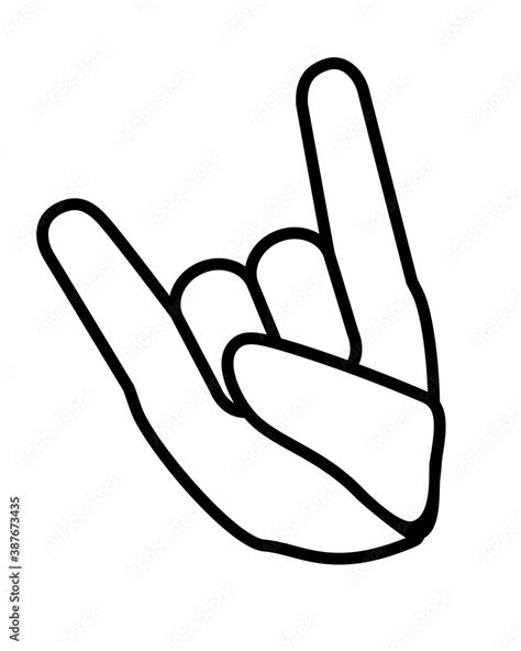 Hand Folded In Devil Horns Rock Gesture Sign Vector Linear