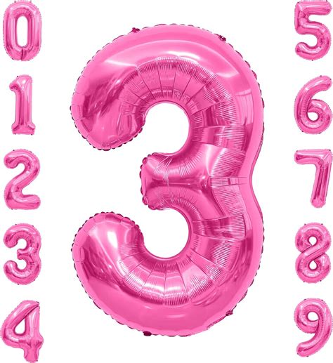 Number Balloon Number 3 Balloon Pink Number Balloons 40