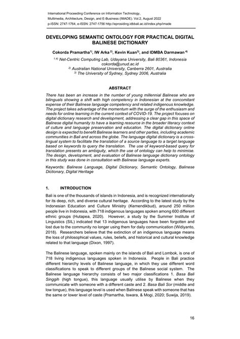 pdf developing semantic ontology for practical digital balinese
