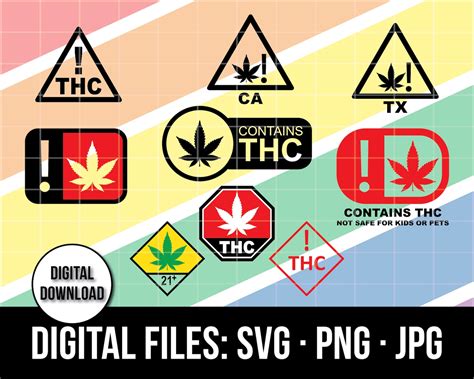 Thc Warning Labels Cannabis Warning Digital Download Contains Thc