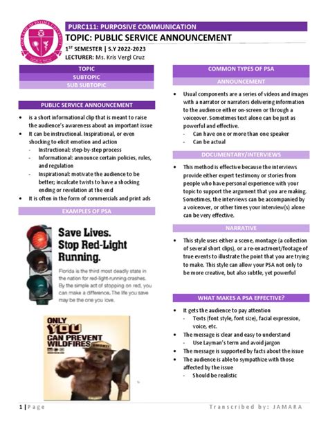 Public Service Announcement Pdf Communication Psychology