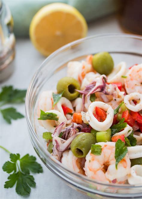 Easy Italian Seafood Salad Recipe With Shrimp And Calamari No Plate