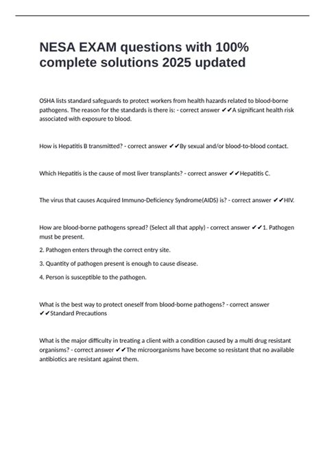 Nesa Exam Questions With 100 Complete Solutions 2025 Updated Nesa Stuvia Us