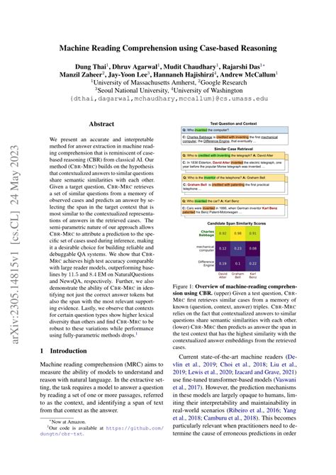 Pdf Machine Reading Comprehension Using Case Based Reasoning