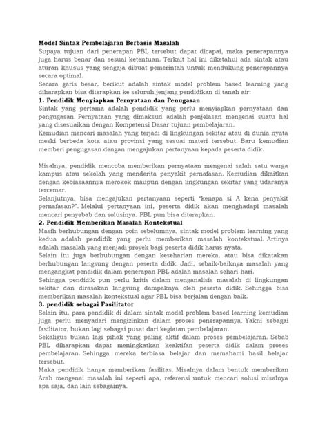 Model Sintak Pembelajaran Berbasis Masalah Pdf