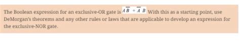 Solved The Boolean Expression For An Exclusive OR Gate Is 4 Chegg Com