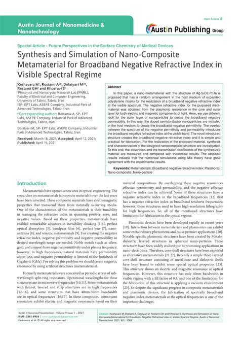 Pdf Synthesis And Simulation Of Nano Composite Metamaterial For