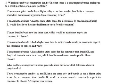 Solved 3 What Is Meant By A Consumption Bundle In What