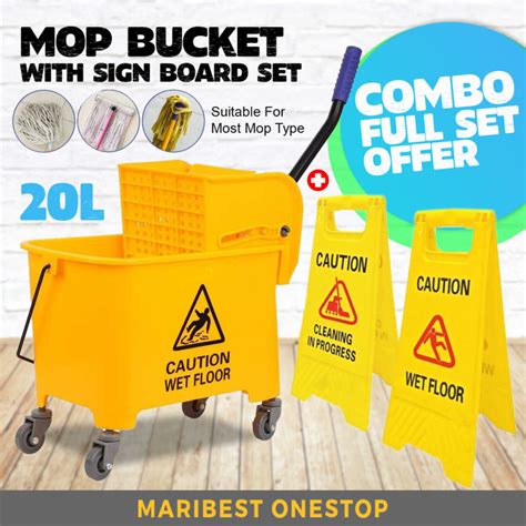 8068 Mop Cart Mop Cart Wringer Mop Pail Bucket With Castor 20l