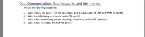 Solved Data Communication Data Networks And The Internet Chegg